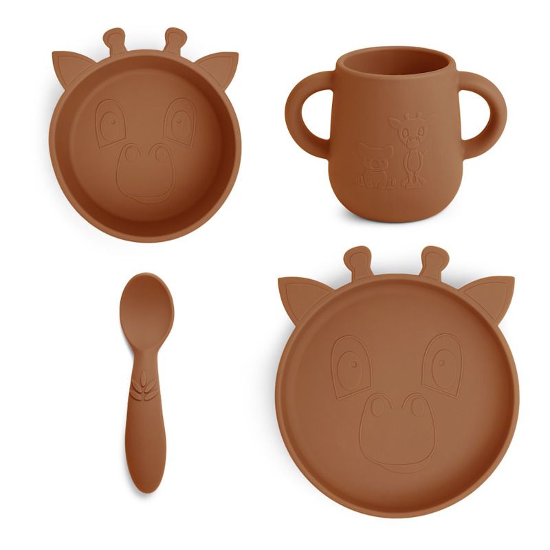 Lykke Silicone dinner set (4pk Giraffe - Caramel – Inside Home & Gifts
