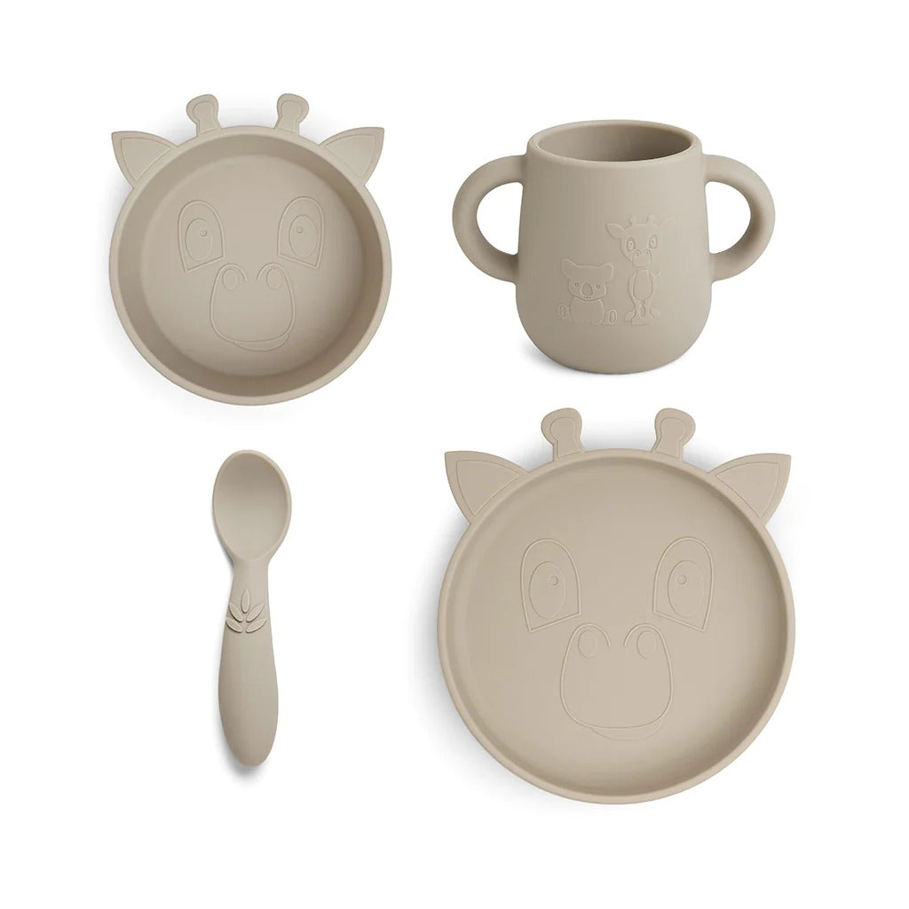 Lykke Silicone dinner set (4pk Giraffe) - Cobblestone – Inside Home & Gifts