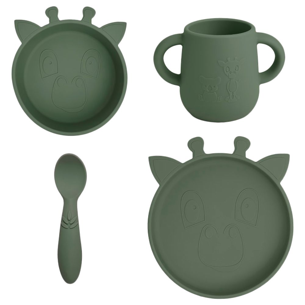 Lykke Silicone dinner set (4pk Giraffe) - Dusty Green – Inside Home & Gifts